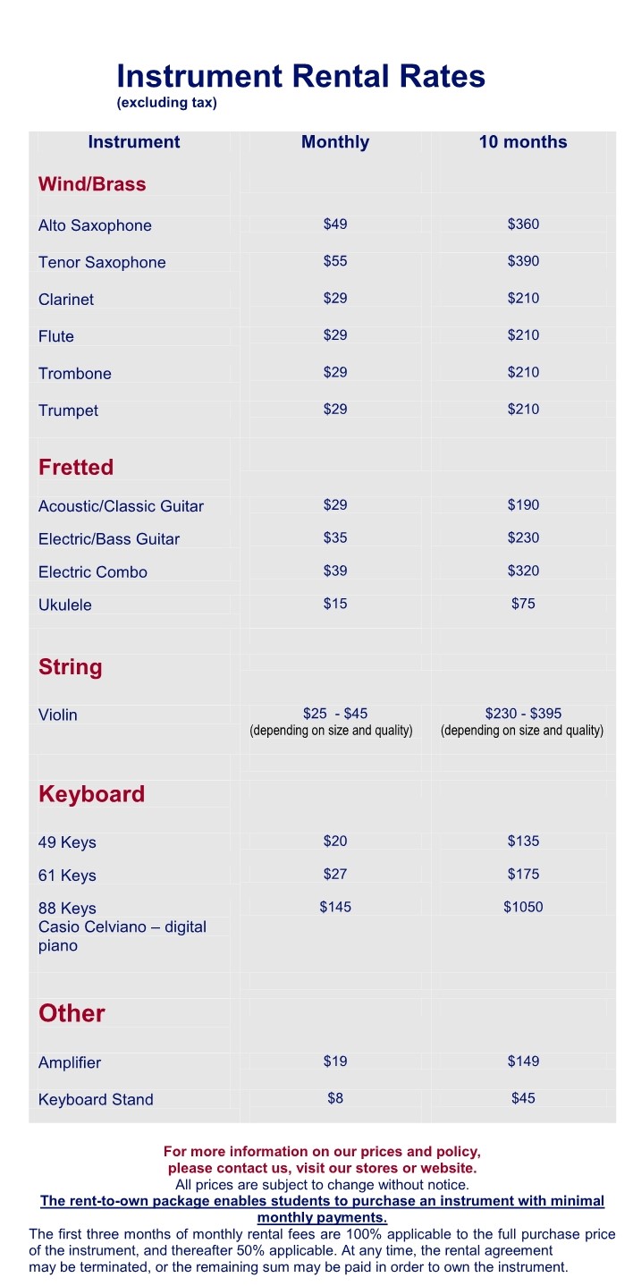 Rentals – Kanata Music Academy
